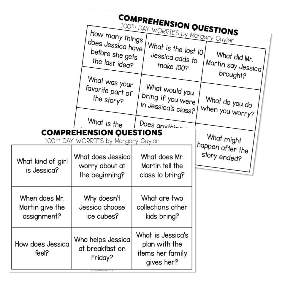 100th Day of School Activities - 100th Day of School Worries - Book ...