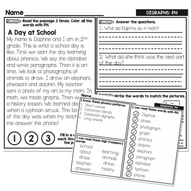 2nd Grade Decodable Phonics Passage - Digraphs - PH - Lucky Little Learners