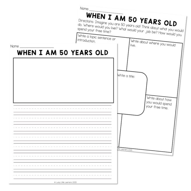50th day Writing Prompts - Lucky Little Learners