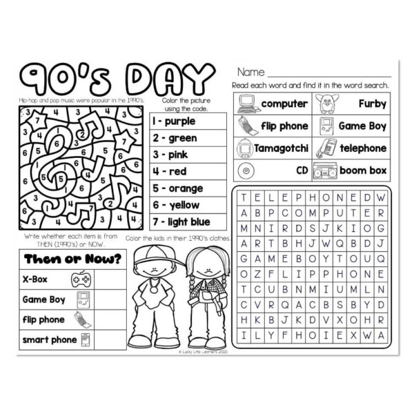 90th Day of School - 90's Day Placemat - Lucky Little Learners