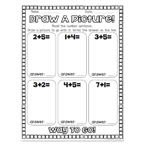 Addition No Prep - Draw a Picture - Lucky Little Learners
