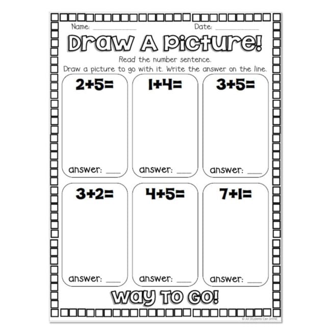 Addition No Prep - Draw a Picture - Lucky Little Learners