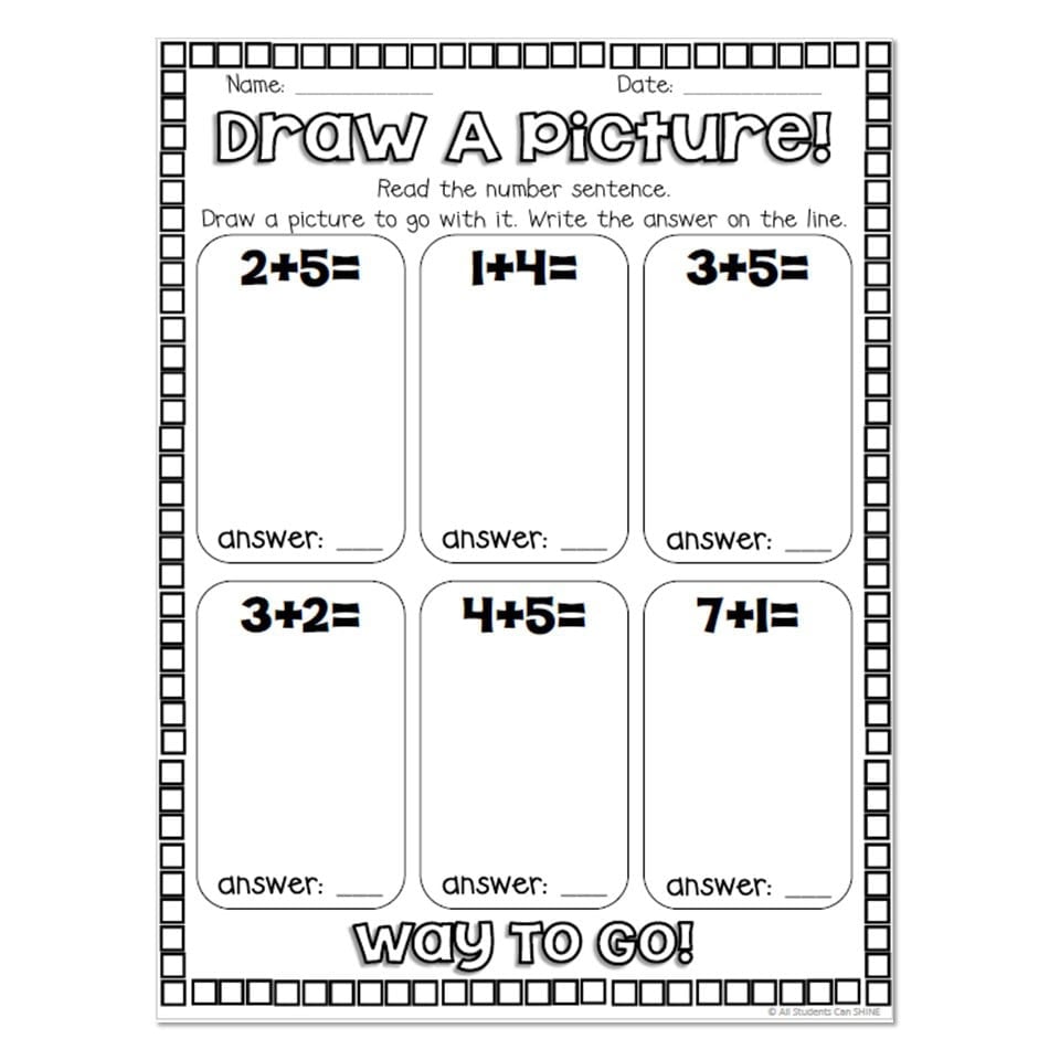 Addition No Prep - Draw a Picture - Lucky Little Learners