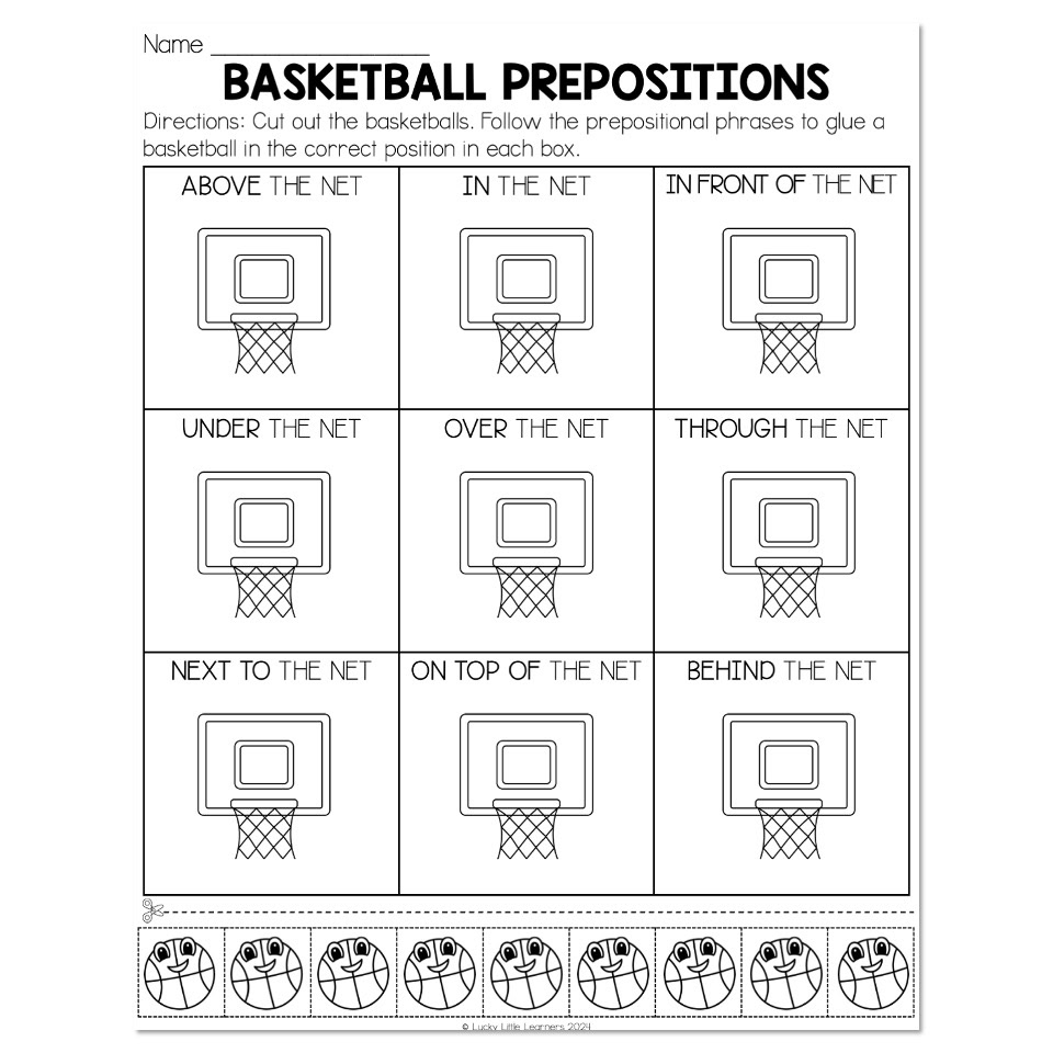 Basketball Transformation - Grammar - Basketball Prepositions - Lucky ...