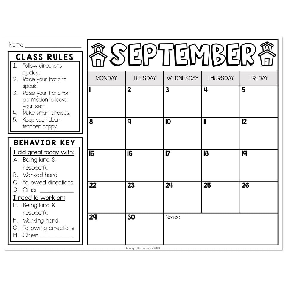 Behavior Calendars - Version 1 - Lucky Little Learners