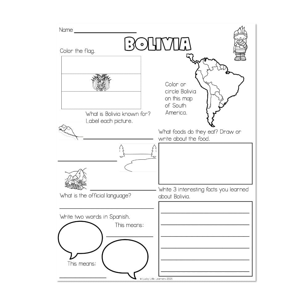 Bolivia - Information Sheet - Lucky Little Learners