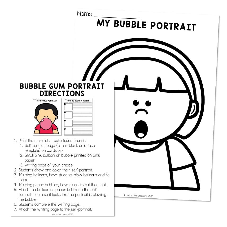 Bubble Day - Bubble Gum Portrait Craft - Lucky Little Learners