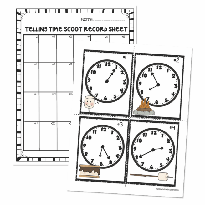 Camp Read a Lot - Telling Time Scoot - Lucky Little Learners