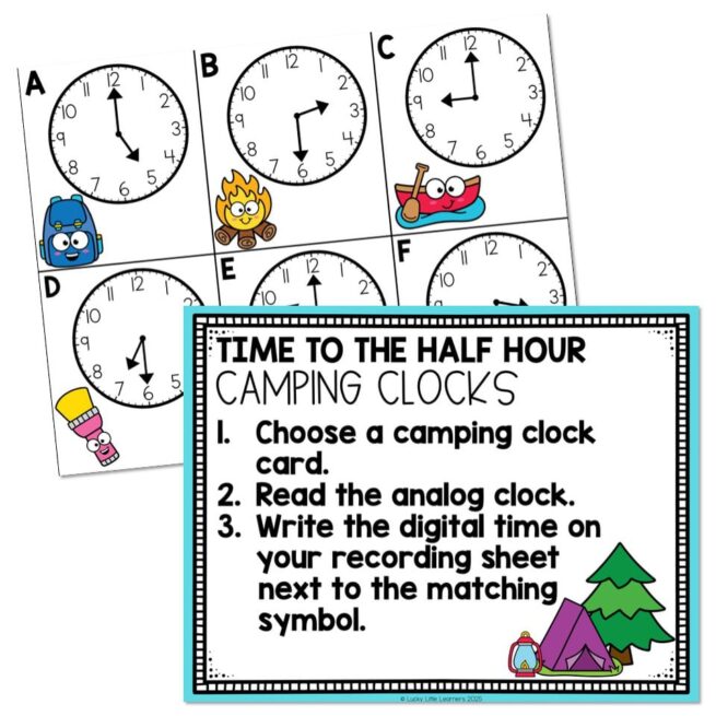 Camp Read a Lot - Time to the Half Hour - Camping Clocks - Lucky Little ...