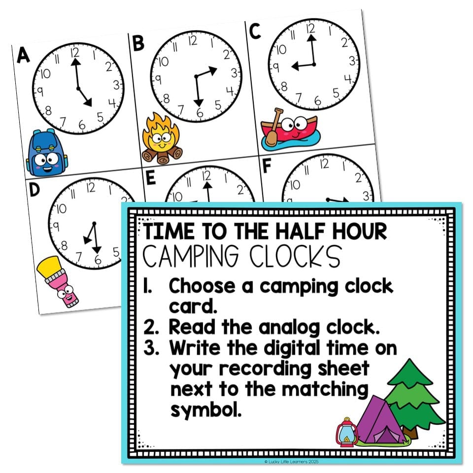 Camp Read a Lot - Time to the Half Hour - Camping Clocks - Lucky Little ...
