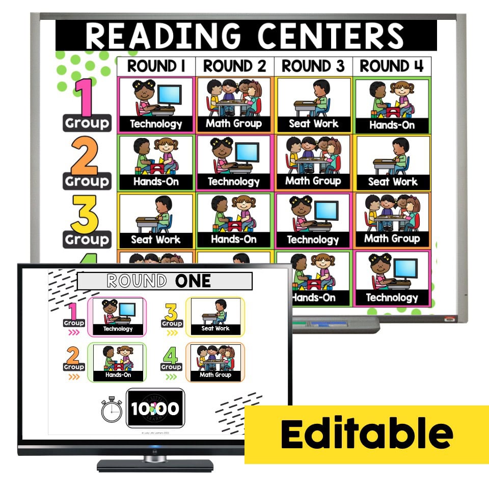 Center Rotation Board Slides - PowerPoint - Lucky Little Learners