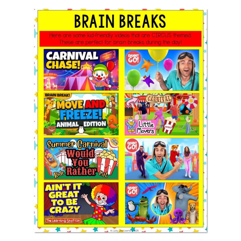 Circus Transformation - Brain Breaks - Lucky Little Learners