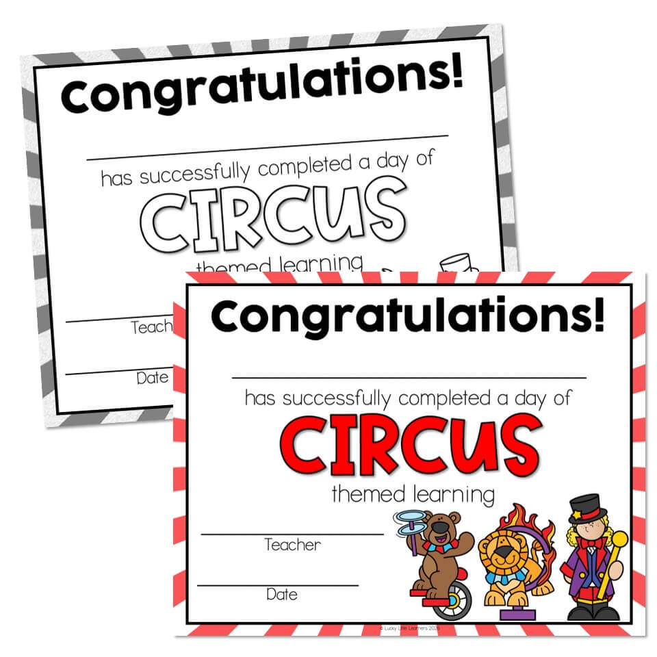 Circus Transformation - Certificate - Lucky Little Learners