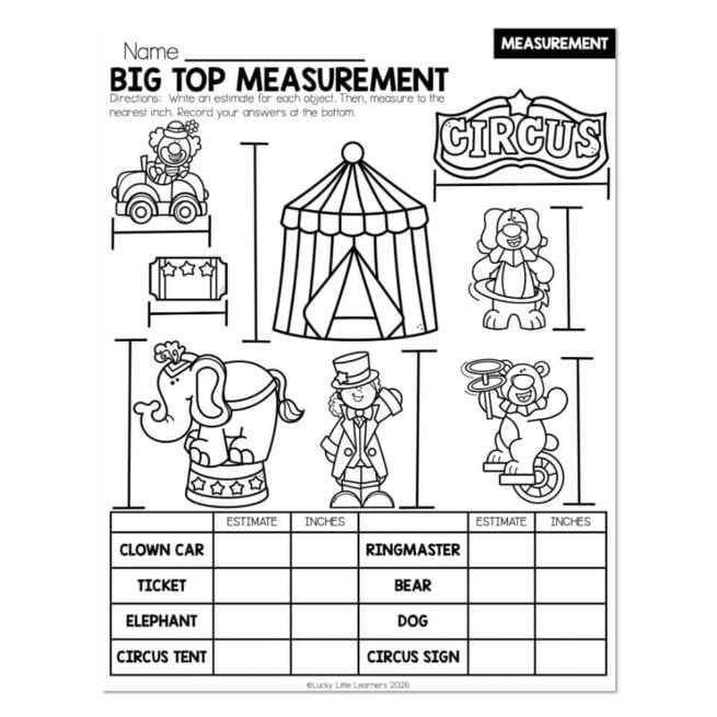 Circus Transformation - Math - Measurement - Big Top Measurement ...