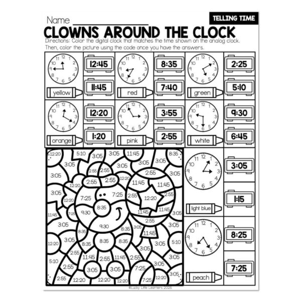 Circus Transformation - Math - Telling Time - Clowns Around the Clock ...