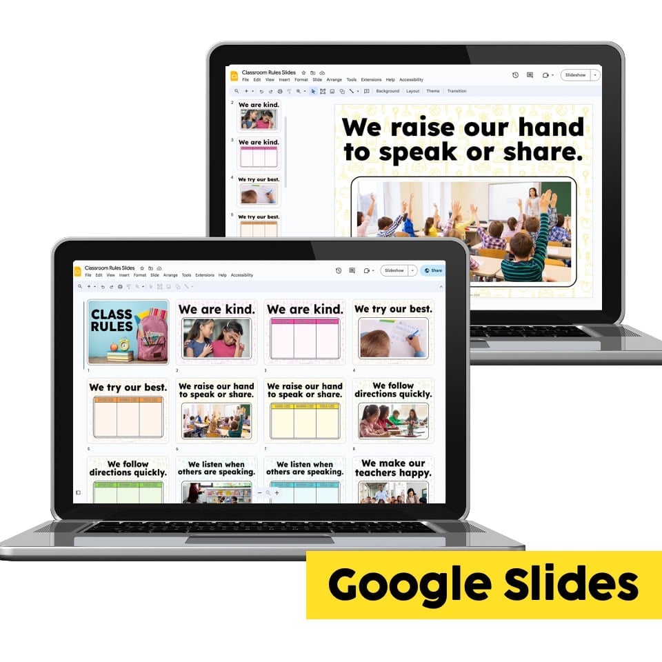Classroom Rules Slideshow - Google Slides - Lucky Little Learners