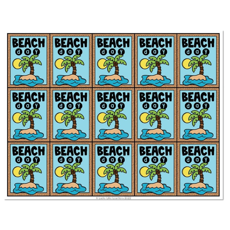 Classroom Transformation - Beach Day - Beach Day Brag Tags - Lucky ...