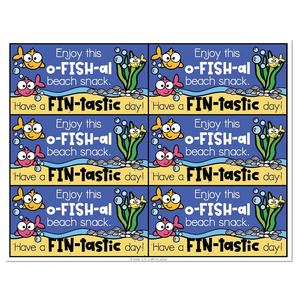 Classroom Transformation - Beach Day - Beach Day Snack Tags - Lucky ...