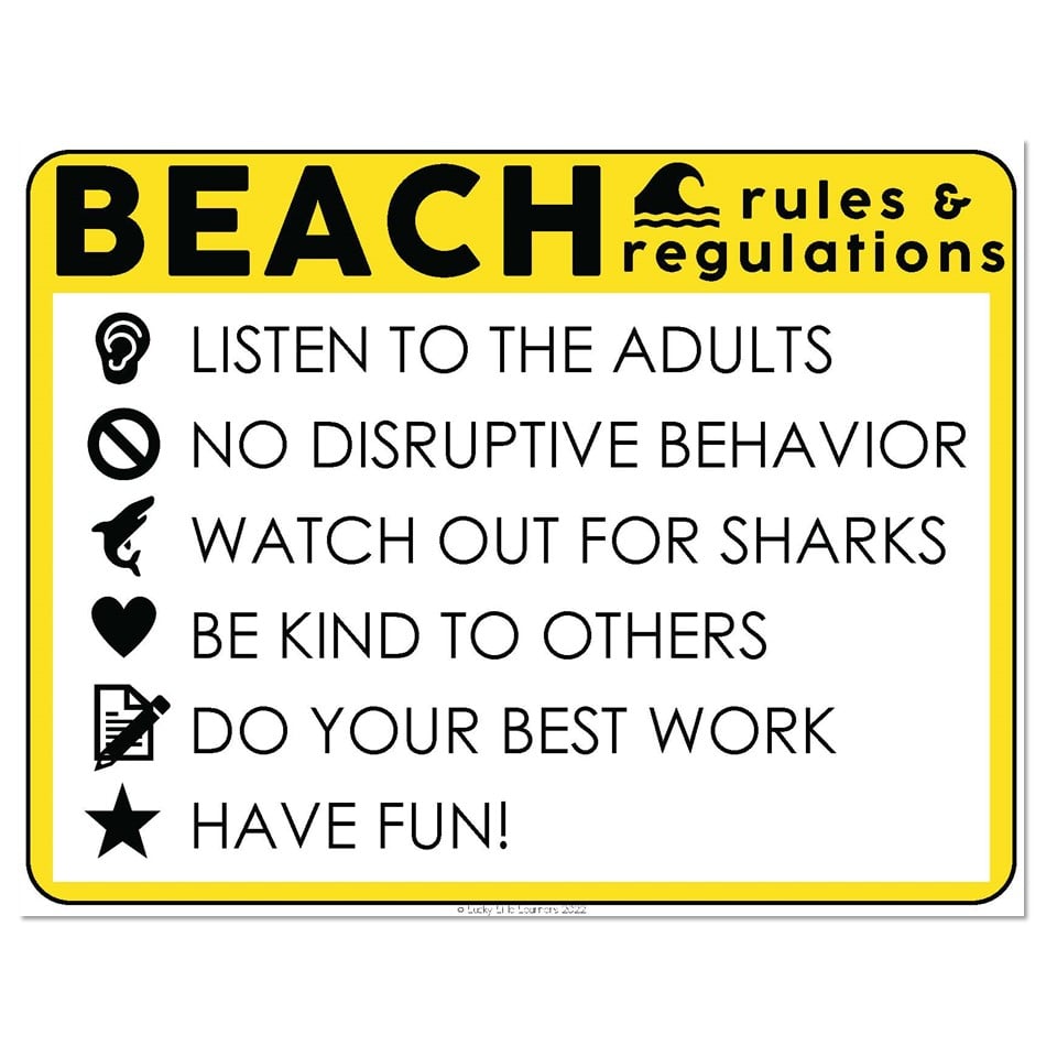 Classroom Transformation - Beach Day - Beach Rules and Regulation ...
