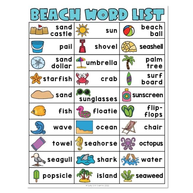 Classroom Transformation - Beach Day - Beach Word List - Lucky Little ...