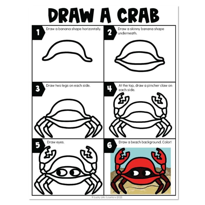 Classroom Transformation - Beach Day - Draw a Crab - Lucky Little Learners