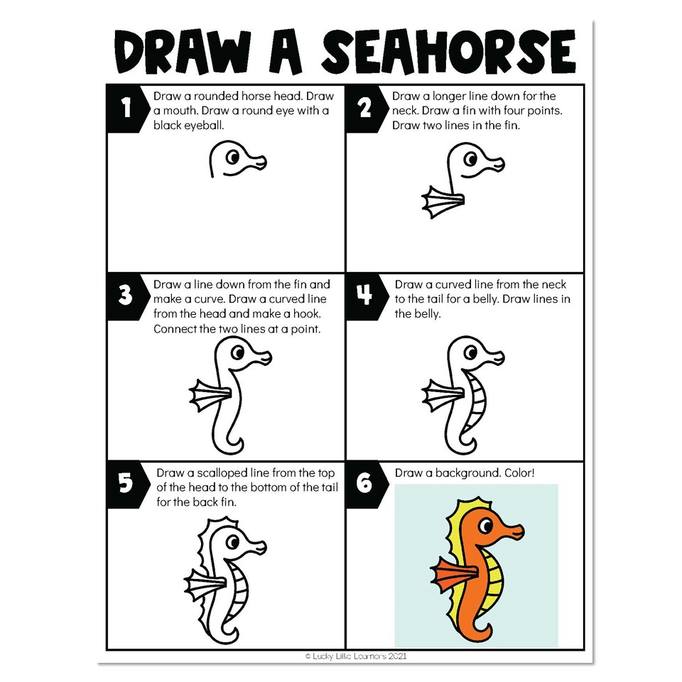 Classroom Transformation - Beach Day - Draw a Seahorse - Lucky Little ...