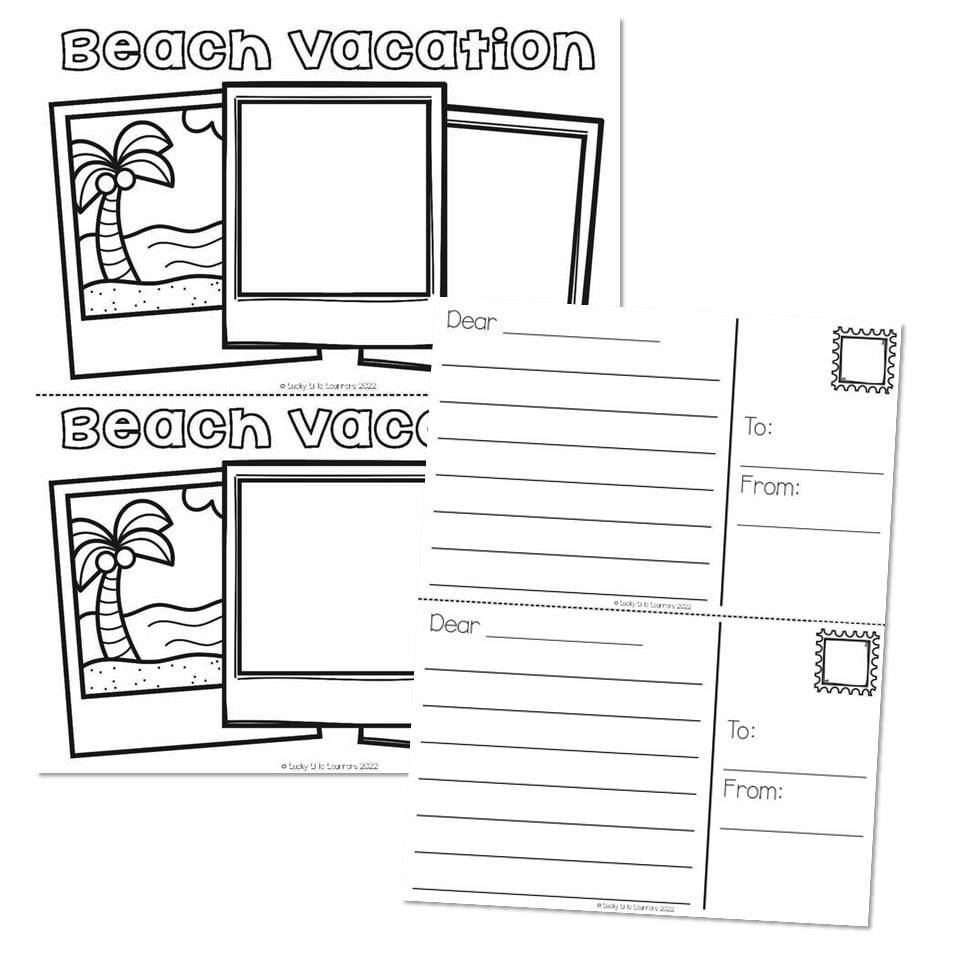 Classroom Transformation - Beach Day - Postcards - Lucky Little Learners