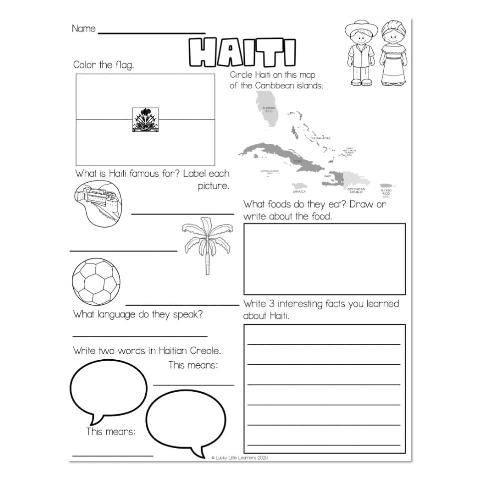 Country Study – Haiti – Information Worksheet - Lucky Little Learners