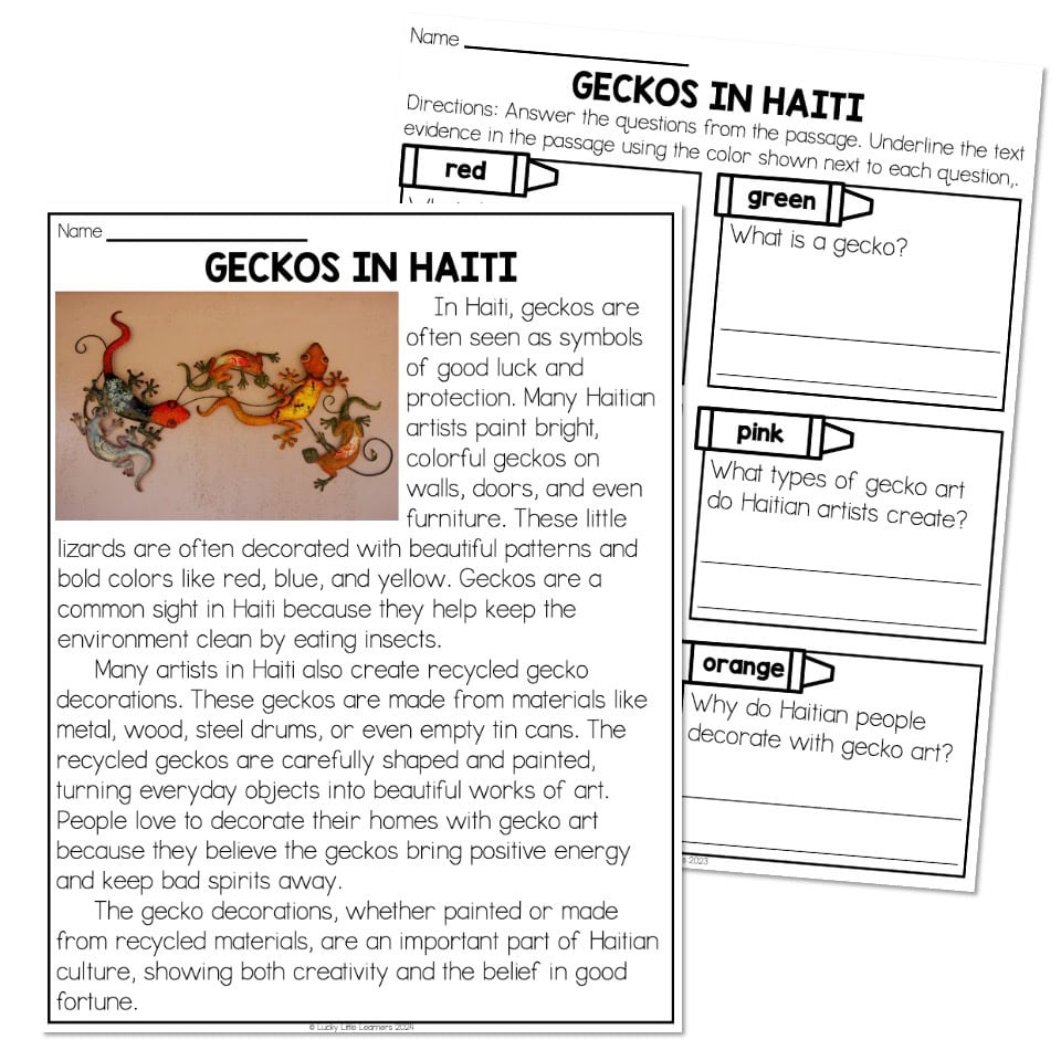 Country Study – Haiti – Reading Passage - Geckos in Haiti - Lucky ...