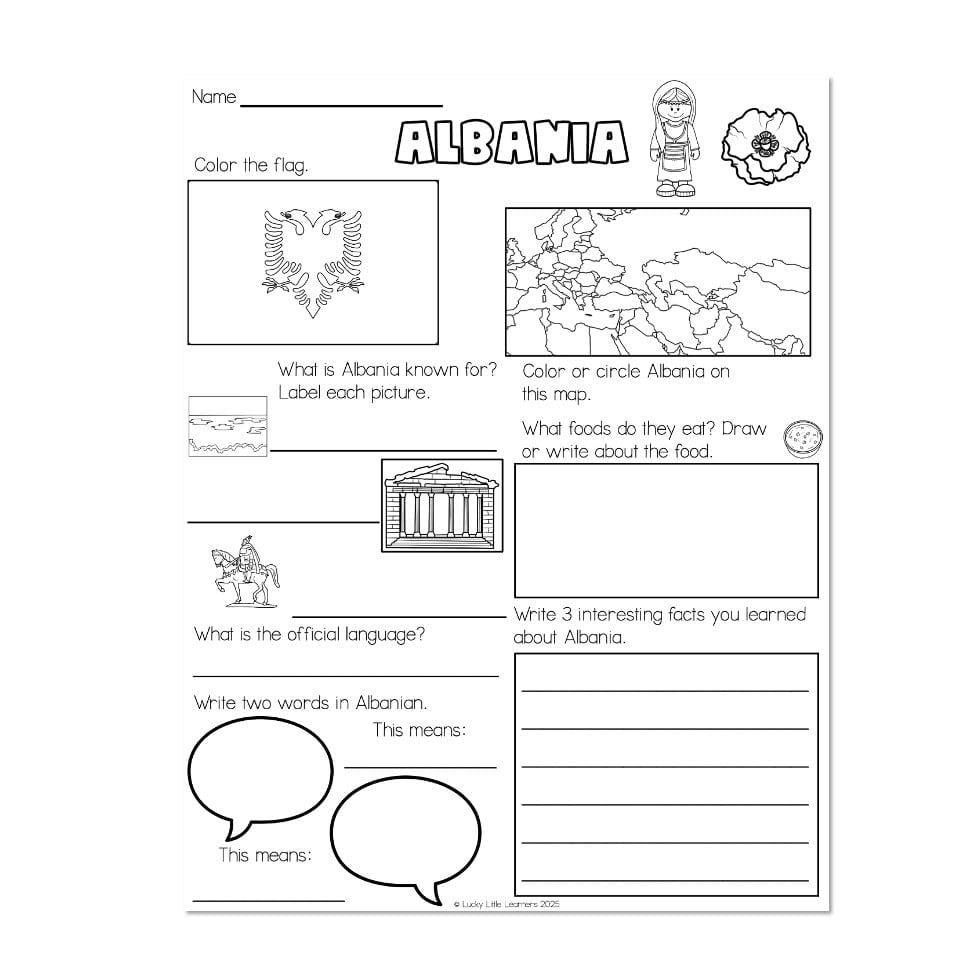 Country Study - Albania - Information Sheet - Lucky Little Learners