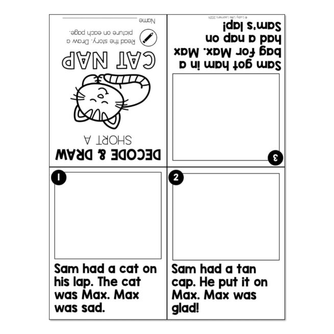 Decode and Draw - Short A - Cat Nap - Lucky Little Learners