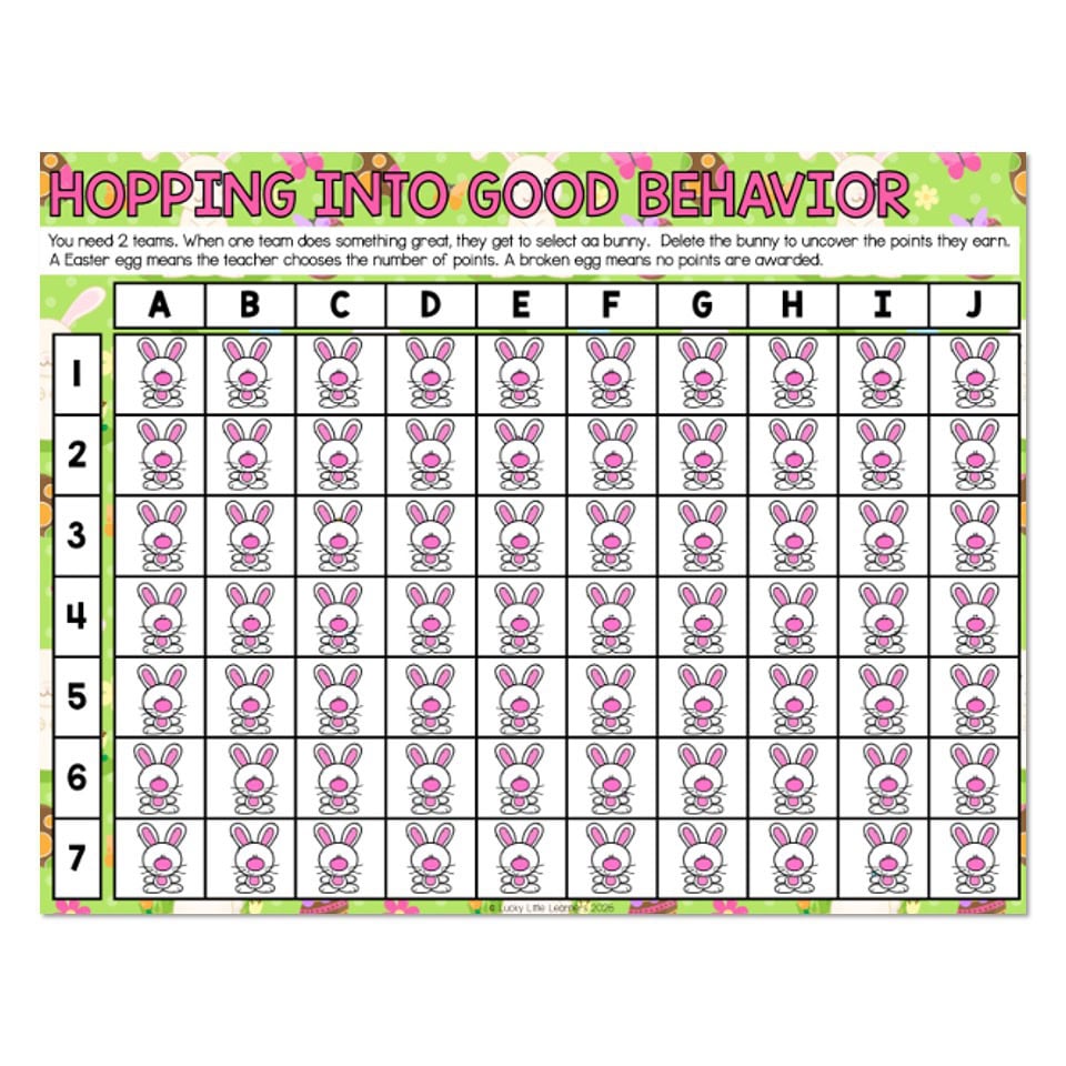 Digital Easter Behavior Board - Hopping Into Good Behavior - Lucky ...