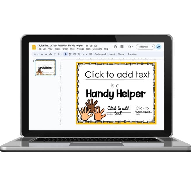 Digital End of Year Awards - Handy Helper - Lucky Little Learners