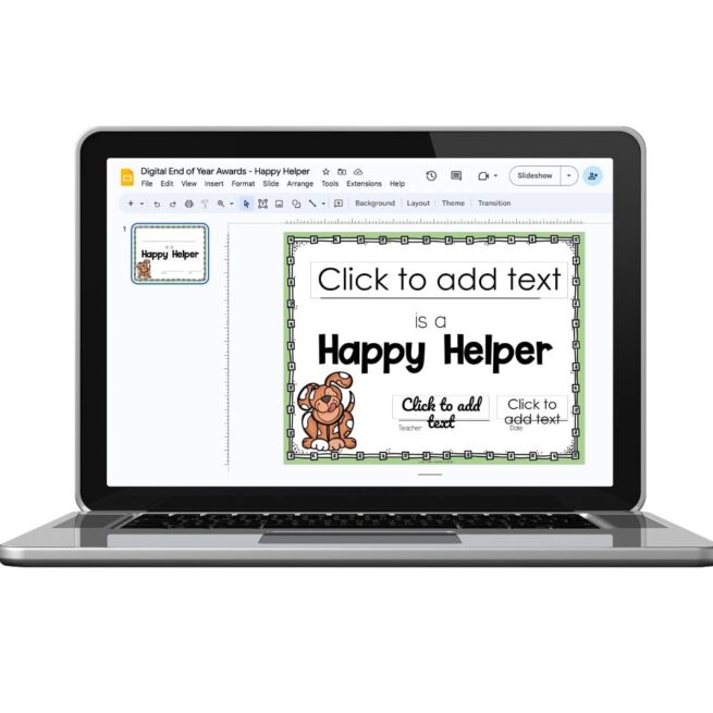 Digital End of Year Awards - Happy Helper - Lucky Little Learners