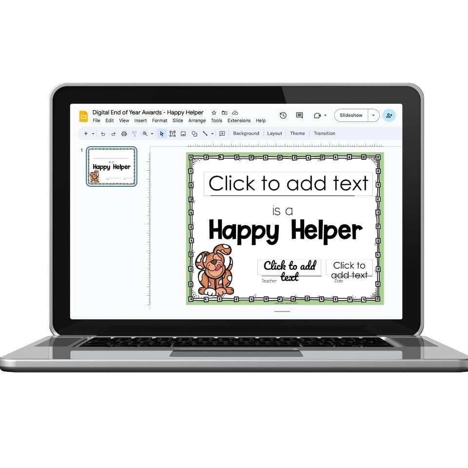 Digital End of Year Awards - Happy Helper - Lucky Little Learners