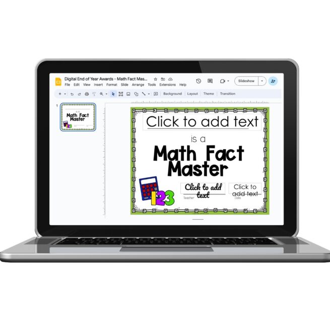 Digital End of Year Awards - Math Fact Master - Lucky Little Learners