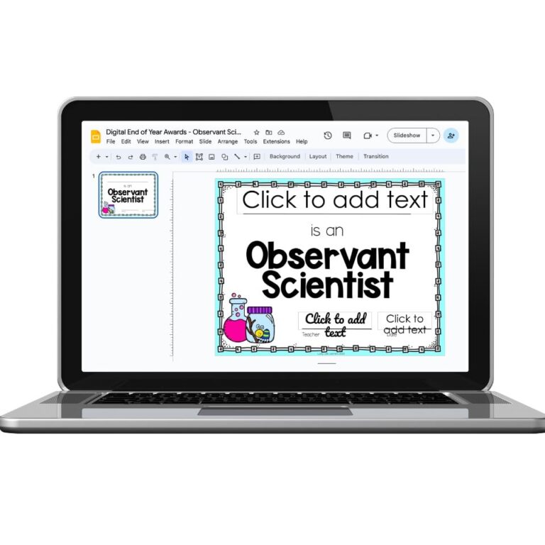 Digital End of Year Awards - Observant Scientist - Lucky Little Learners