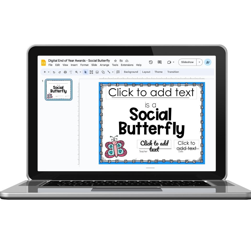 Digital End of Year Awards - Social Butterfly - Lucky Little Learners