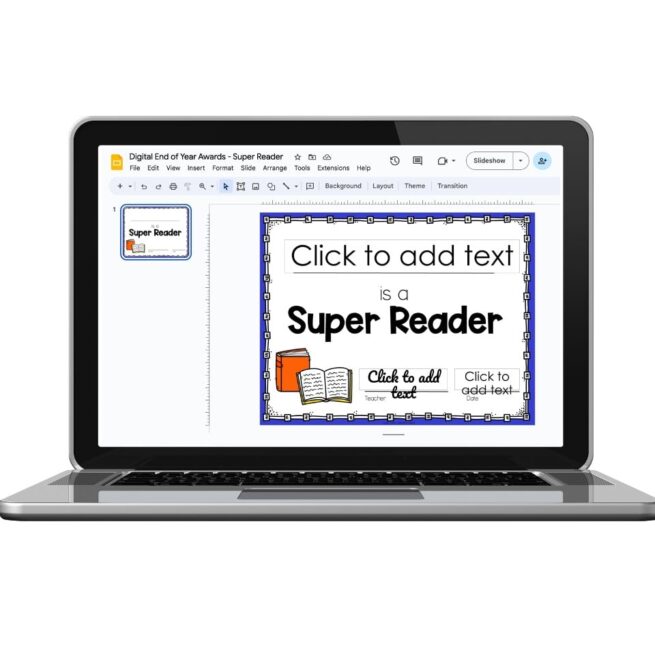 Digital End of Year Awards - Super Reader - Lucky Little Learners