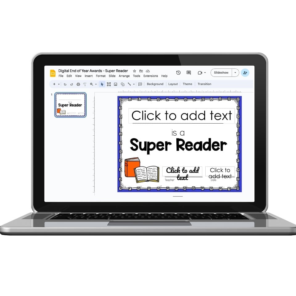 Digital End of Year Awards - Super Reader - Lucky Little Learners