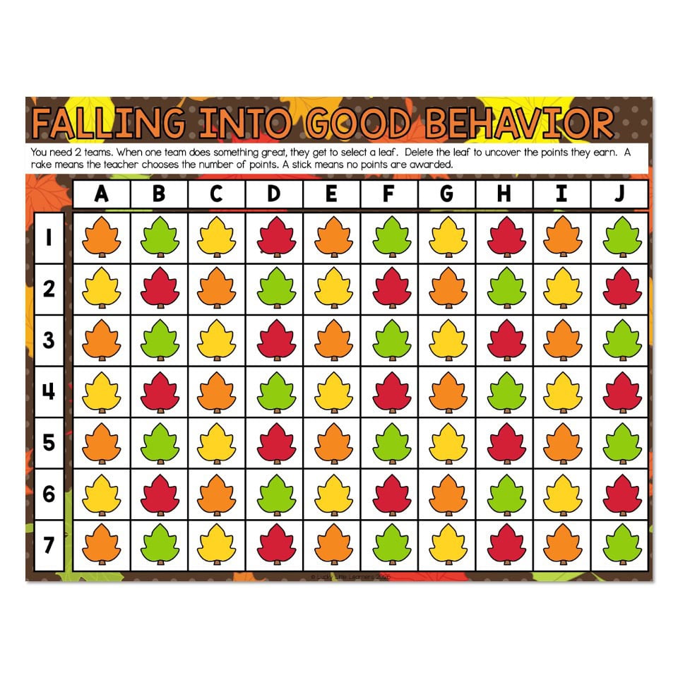 Digital Fall Behavior Board - Falling Into Good Behavior - Lucky Little ...