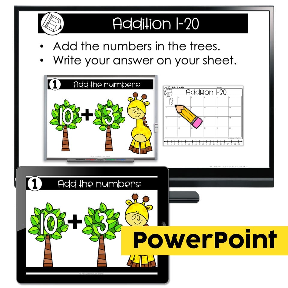 Digital Flash Math Games - Addition 1-20 - Lucky Little Learners