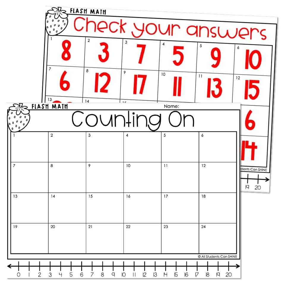 Digital Flash Math Games - Counting On Recording Sheet - Lucky Little ...