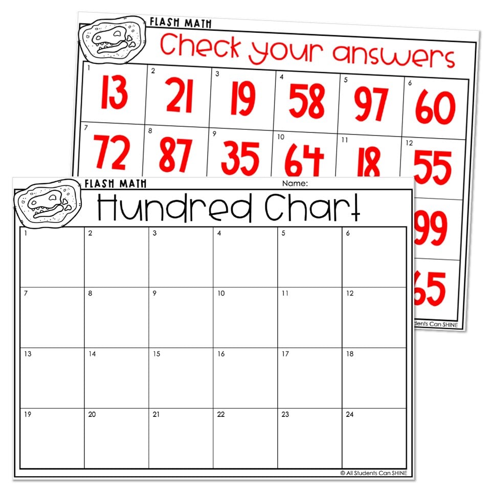 Digital Flash Math Games - Hundred Chart Recording Sheet - Lucky Little ...