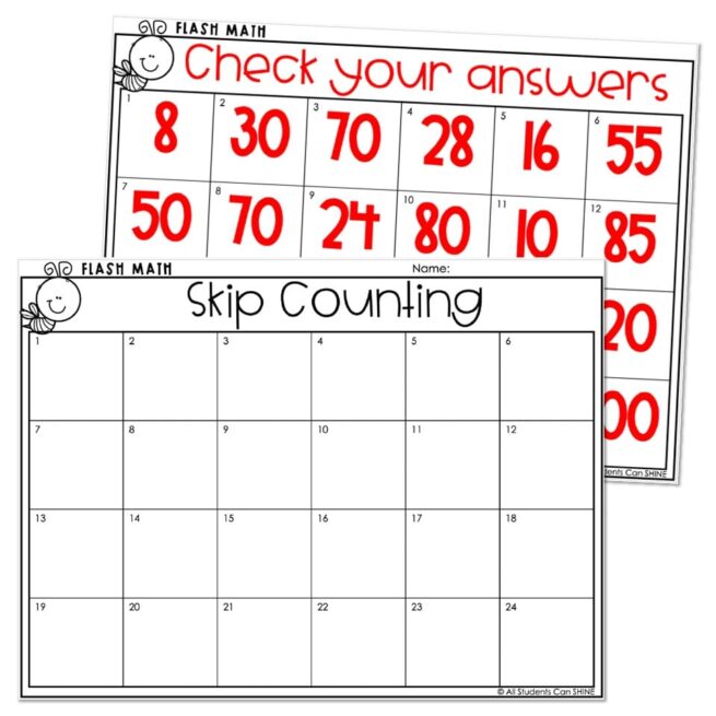Digital Flash Math Games - Skip Counting 2-5-10 Recording Sheet - Lucky ...