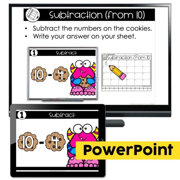 Digital Flash Math Games - Subtraction from 10 - Lucky Little Learners
