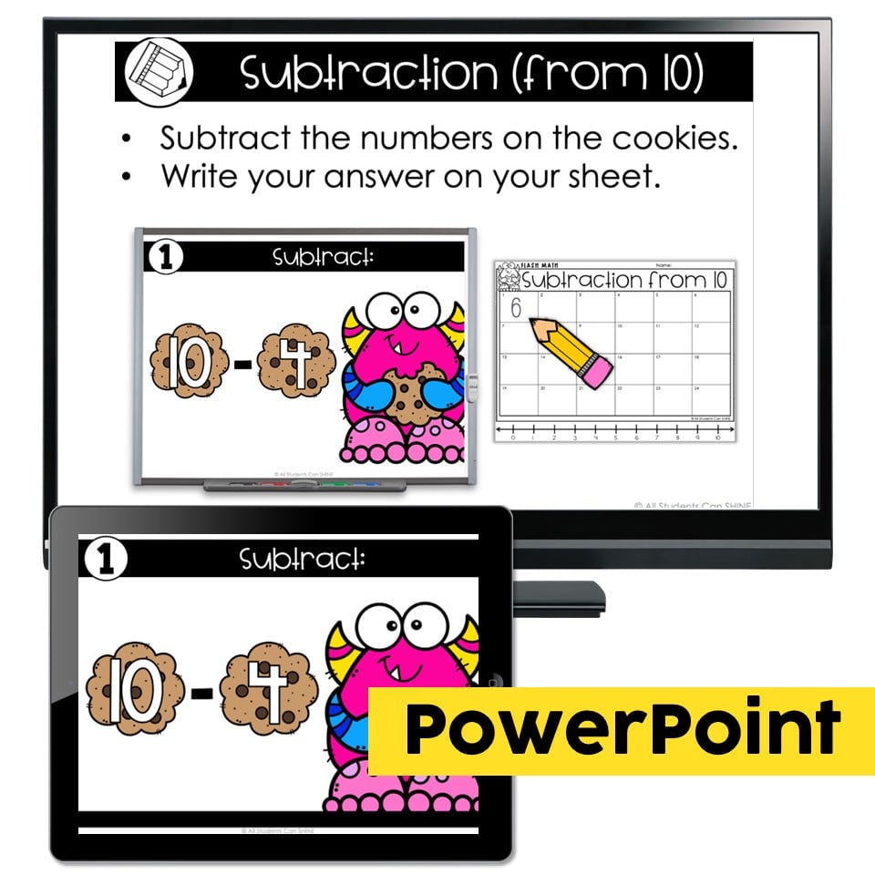 Digital Flash Math Games - Subtraction from 10 - Lucky Little Learners