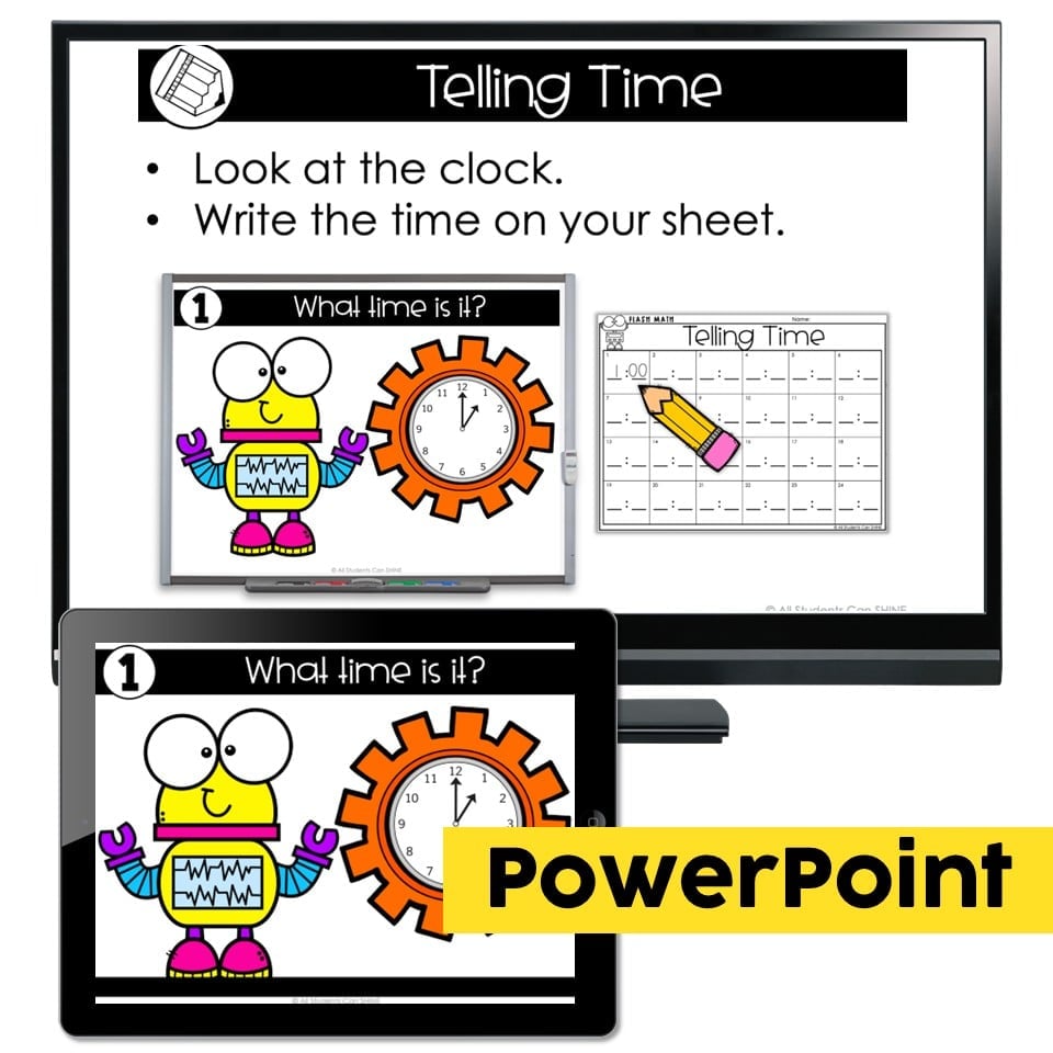 Digital Flash Math Games - Time to the Half Hour - Lucky Little Learners