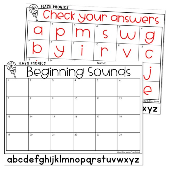 Digital Flash Phonics - Beginning Sounds Recording Sheet - Lucky Little ...