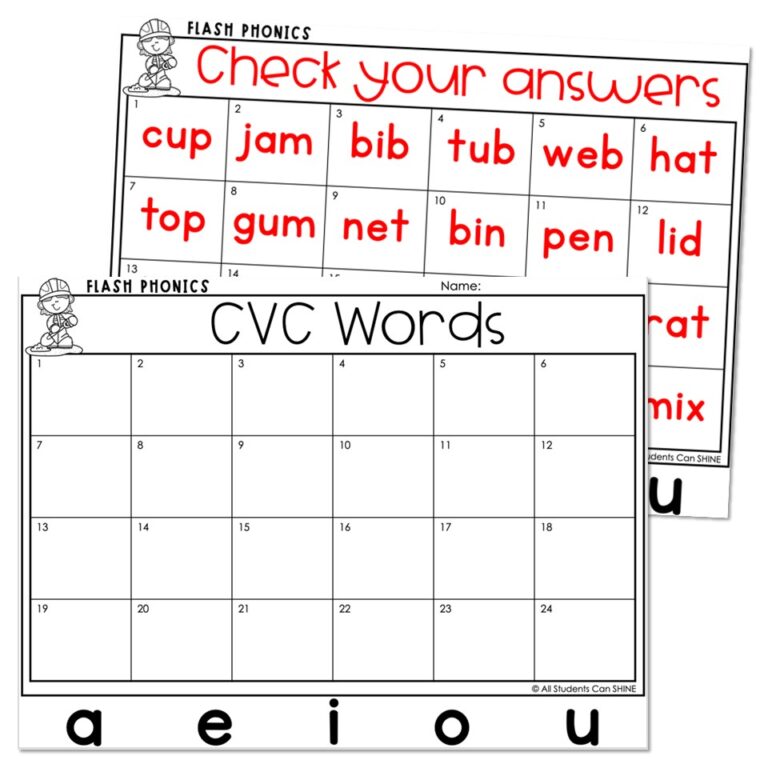 Digital Flash Phonics - CVC Words Recording Sheet - Lucky Little Learners